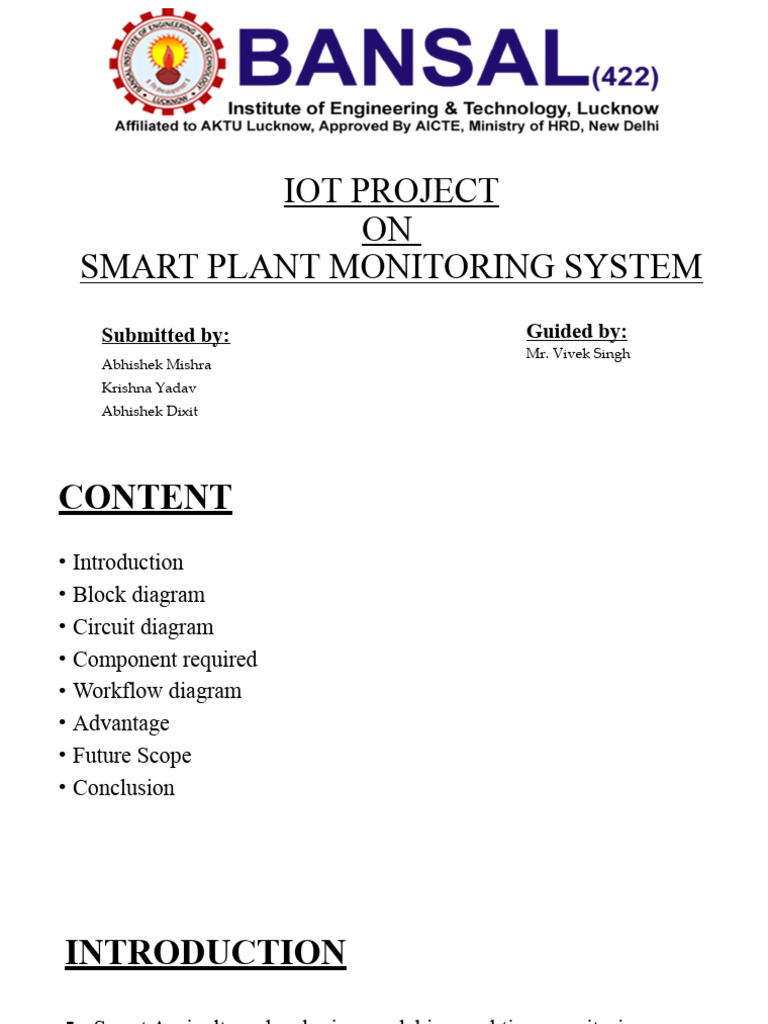 Smart Plant Monitoring System | Download Free PDF | Internet Of Things | Sensor