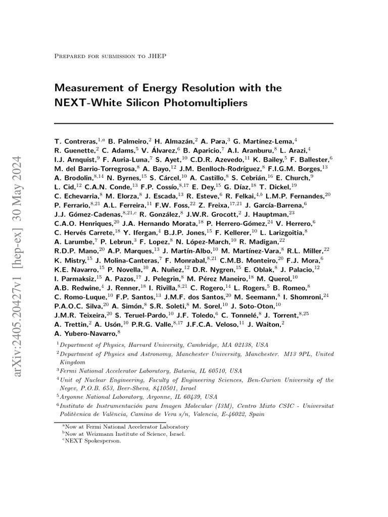 Energy Resolution in NEXT-White SiPMs | PDF