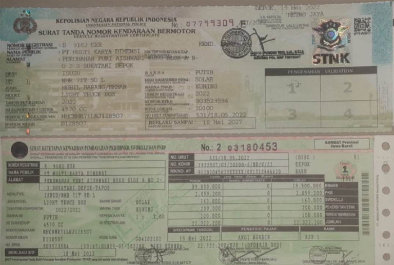 STNK B 9183 Exr | PDF