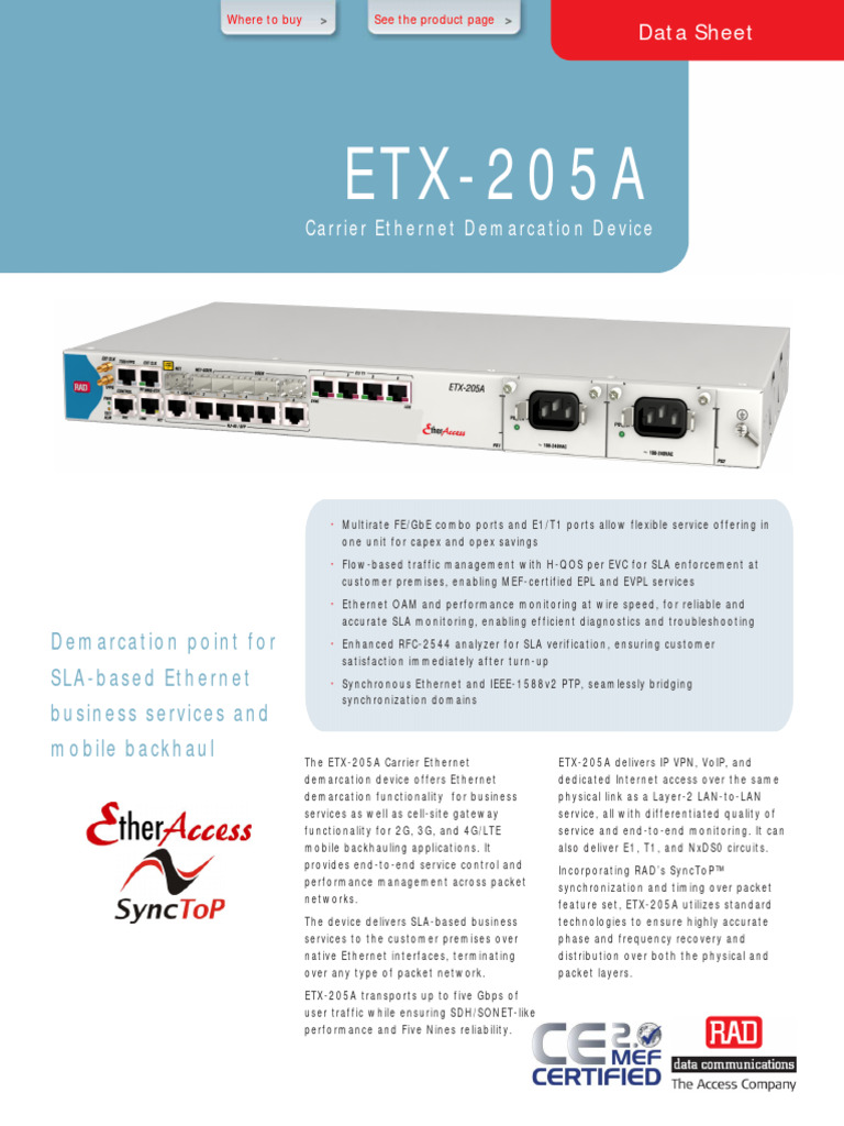 ETX-205A Ds | Download Free PDF | Computer Network | Quality Of Service ETX-205A Ds | Download Free PDF | Computer Network | Quality Of Service