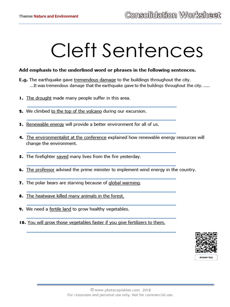 Cleft Sentences for Emphasis Practice | PDF
