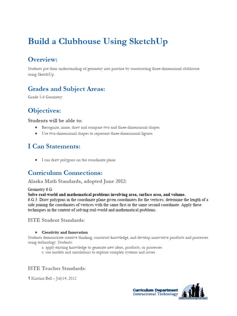 Building A Club House Using SketchUp | PDF | Creativity | Mathematics