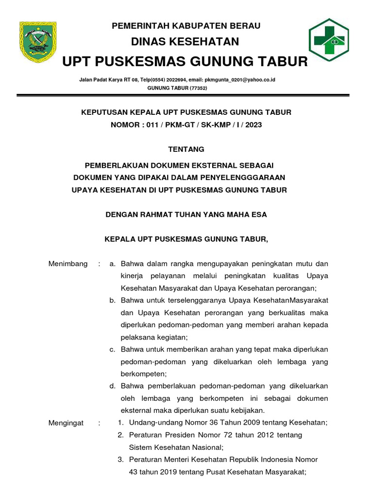 1.2.4 Pemberlakuan Dokumen Eksternal Sebagai Dokumen Yang Dipakai | PDF