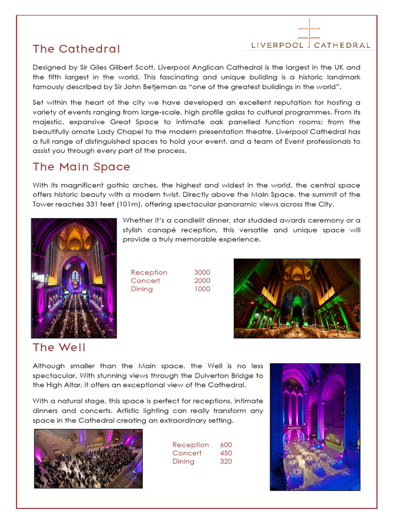 12287-Liverpool Cathedral Event Hire Guide | PDF | Liverpool | Restaurants