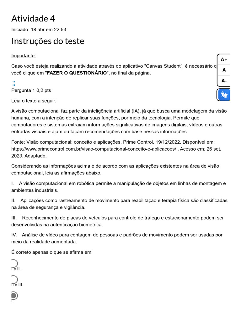Teste - Atividade 4 | PDF | Cor | Visão computacional