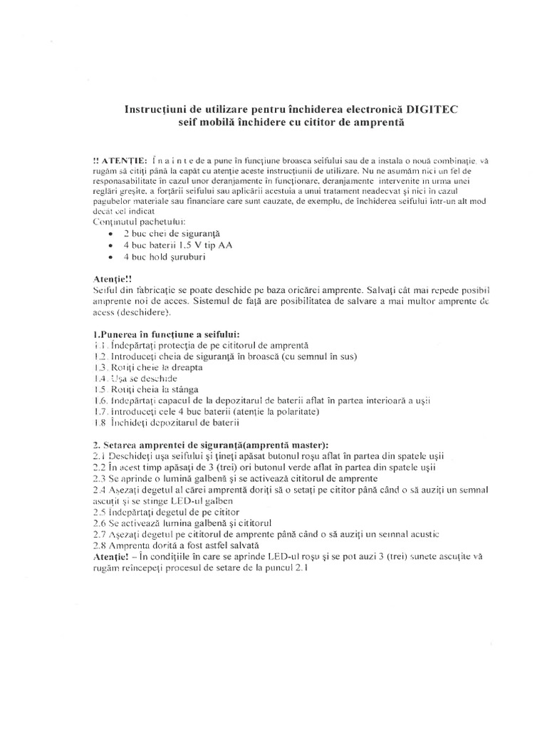 Manual Seif Comsafe DIGITEC2 | PDF