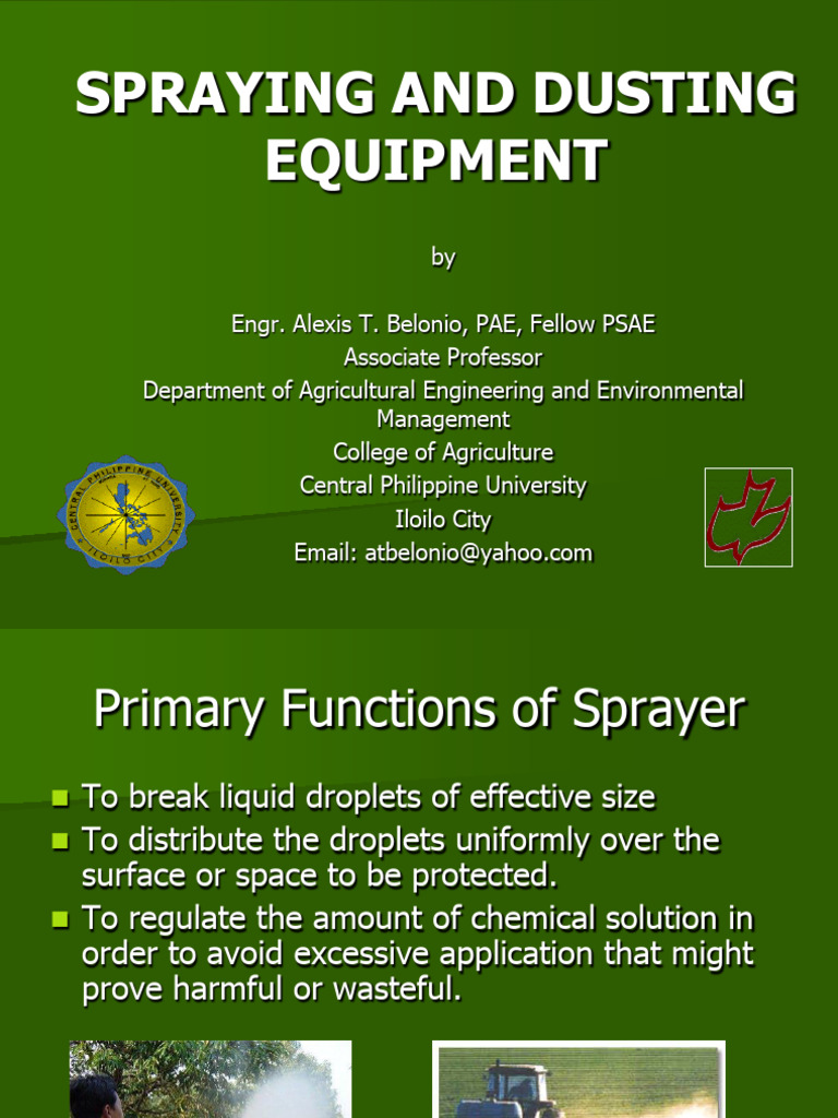 Spraying and Dusting Equipment | PDF | Gases | Mechanical Engineering