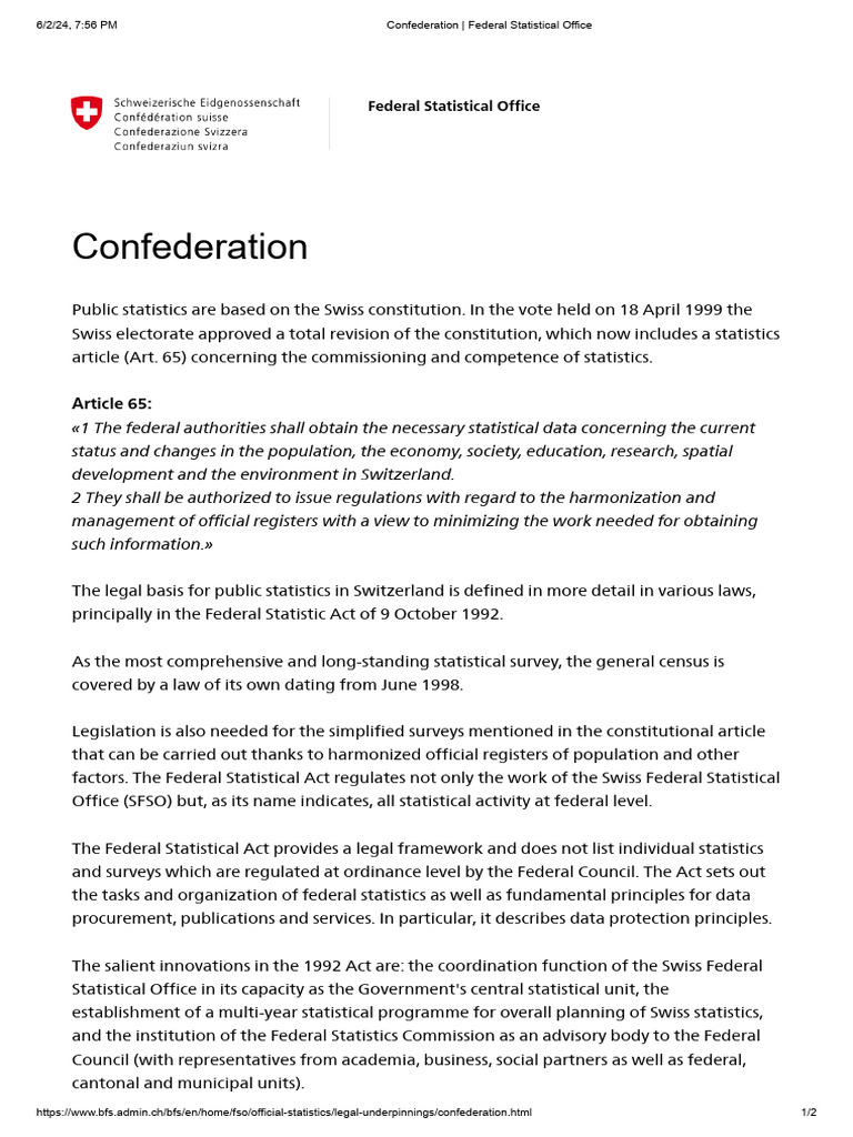 Swiss Federal Statistical Office Overview | PDF | Government | Governance
