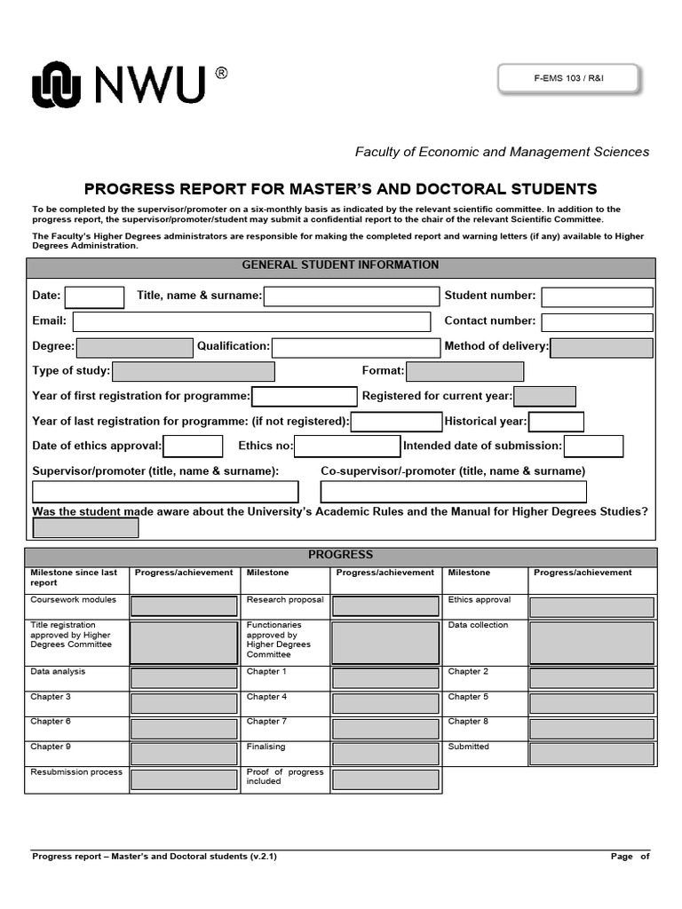 Student Progress Report - Rebaone Makula - Oct 2023 | PDF | Doctorate
