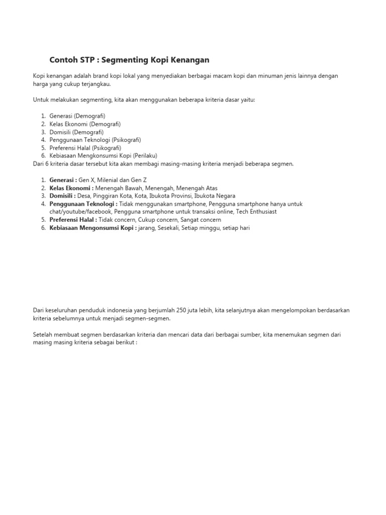 Contoh STP | PDF | Bisnis