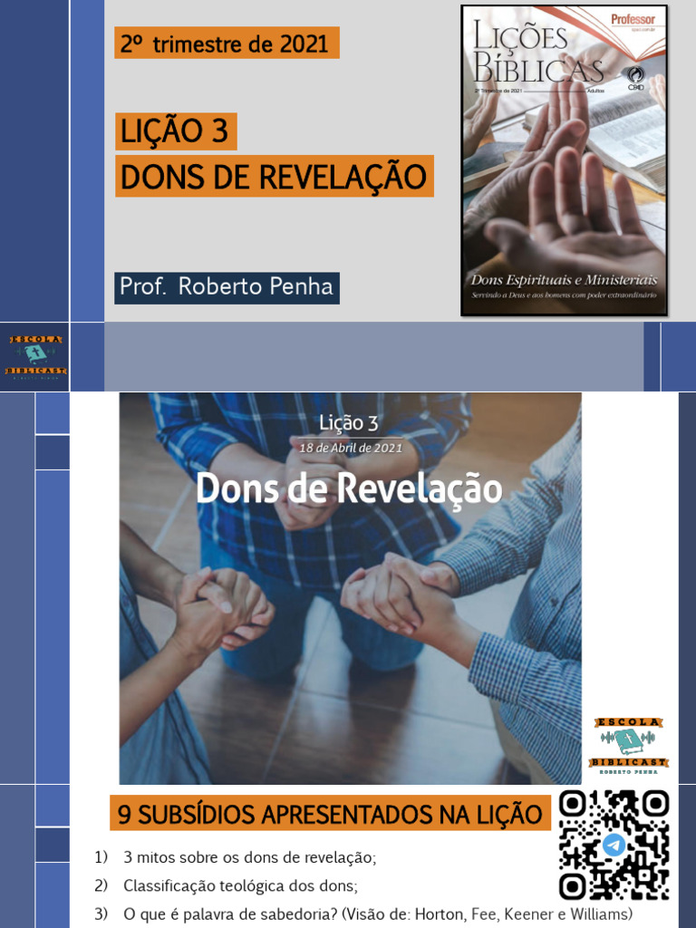 Licao 3 Dons de Revelacao | PDF | Presente espiritual | Sabedoria