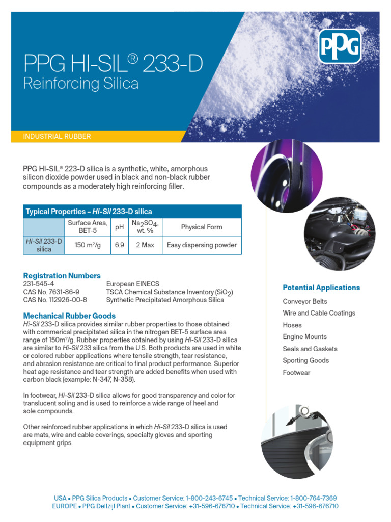 PPG Hi-Sil 233 Silica 1 | PDF | Silicon Dioxide | Natural Rubber
