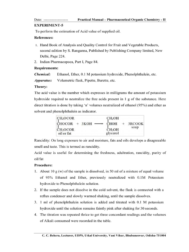 Analytical Constants of Fats and Oils - 1 | PDF