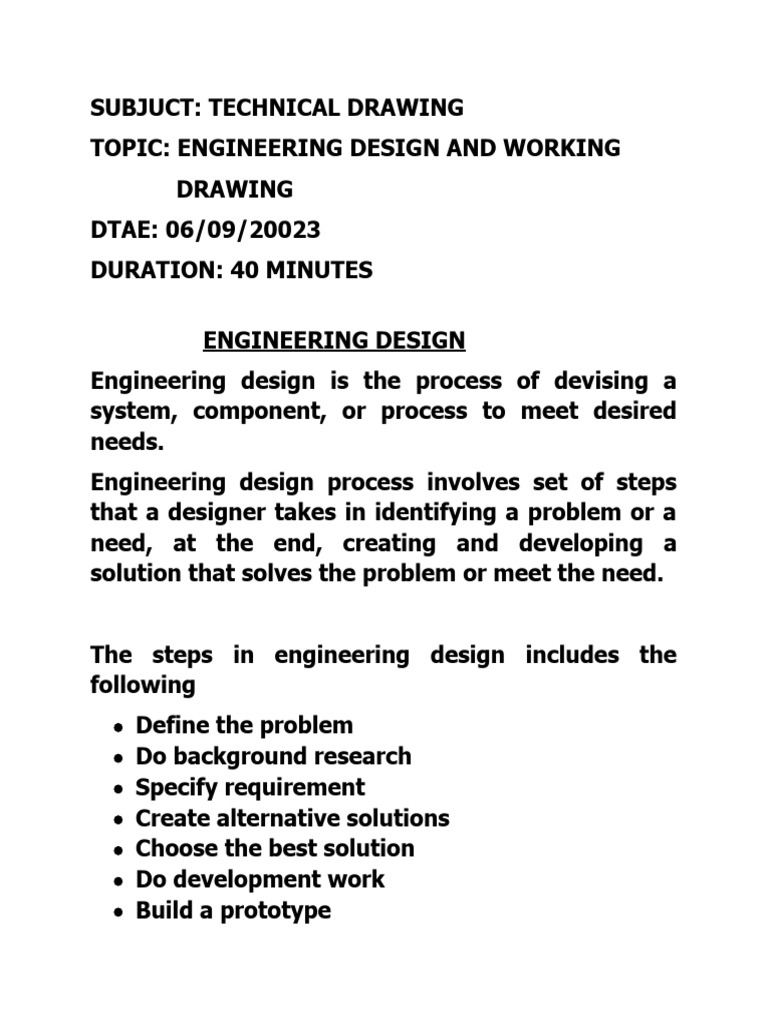 SS3 Note of Lesson | PDF | Engineering Design Process | Engineering
