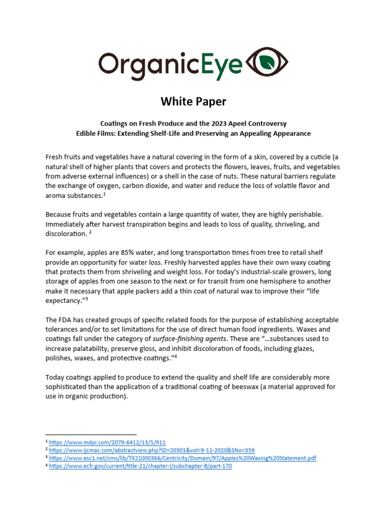 White Paper Edible Waxes and Coatings For Produce JUN2023 V12 Final ...