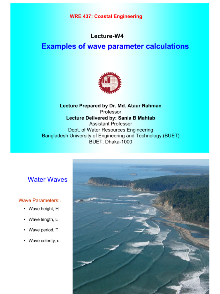 Lec-W4-Waves - Examples of Wave Parameter Calculations | PDF | Science & Mathematics