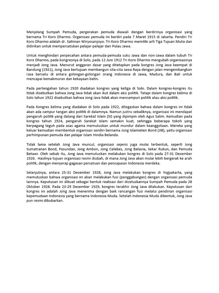 Sejarah Organisasi Tri Koro Dharmo | PDF