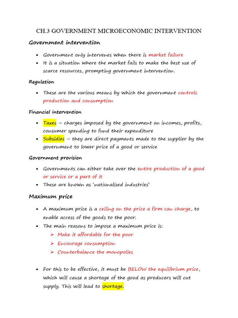 CH.3 GOVERNMENT MICROECONOMIC INTERVENTION | Download Free PDF | Taxes ...
