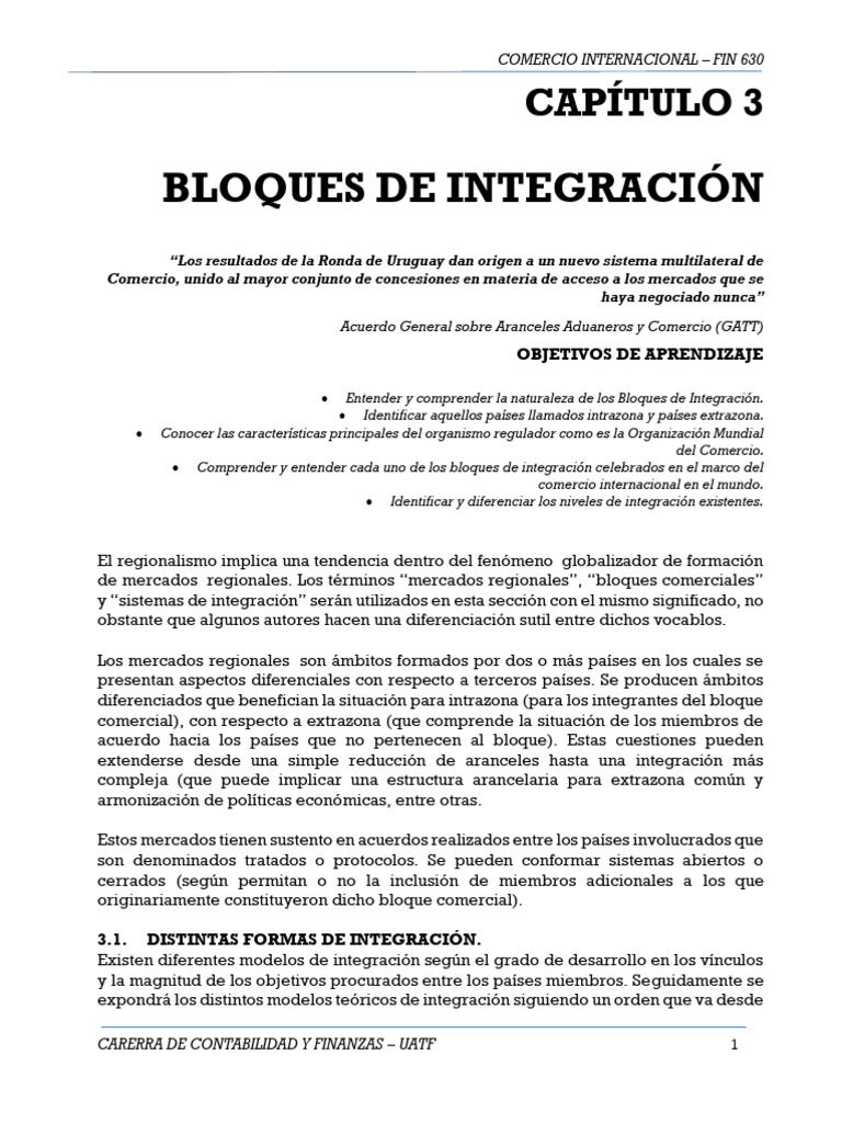 Capítulo III - Bloques de Integración | PDF | Comunidad andina ...