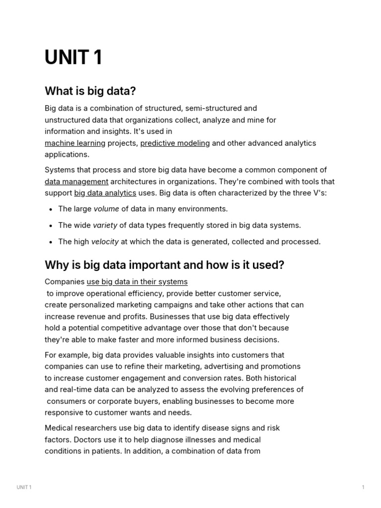 Unit 1-1 | PDF | Big Data | Analytics