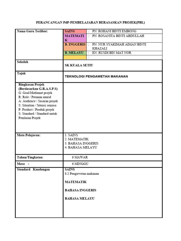 Template PdP PBL | PDF