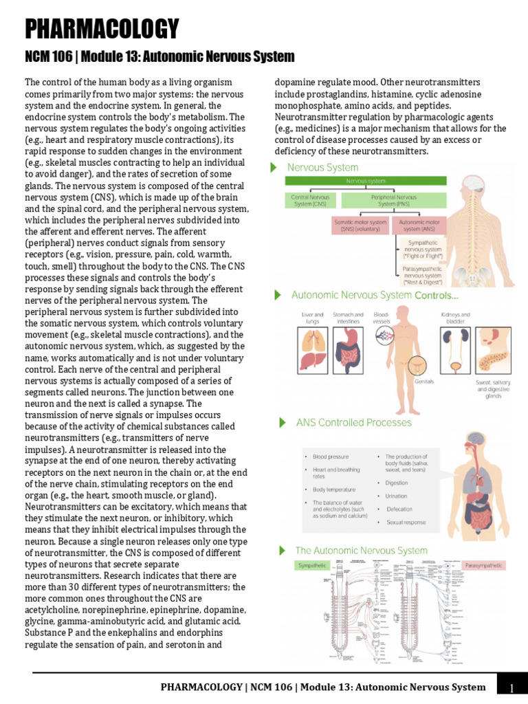 PHARMACOLOGY M13 Transes | PDF | Acetylcholine | Neurotransmitter