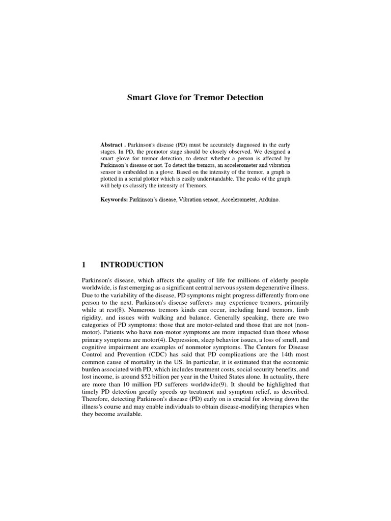 Smart Glovefor Tremor Detection Final Pdf Parkinsons Disease Accelerometer