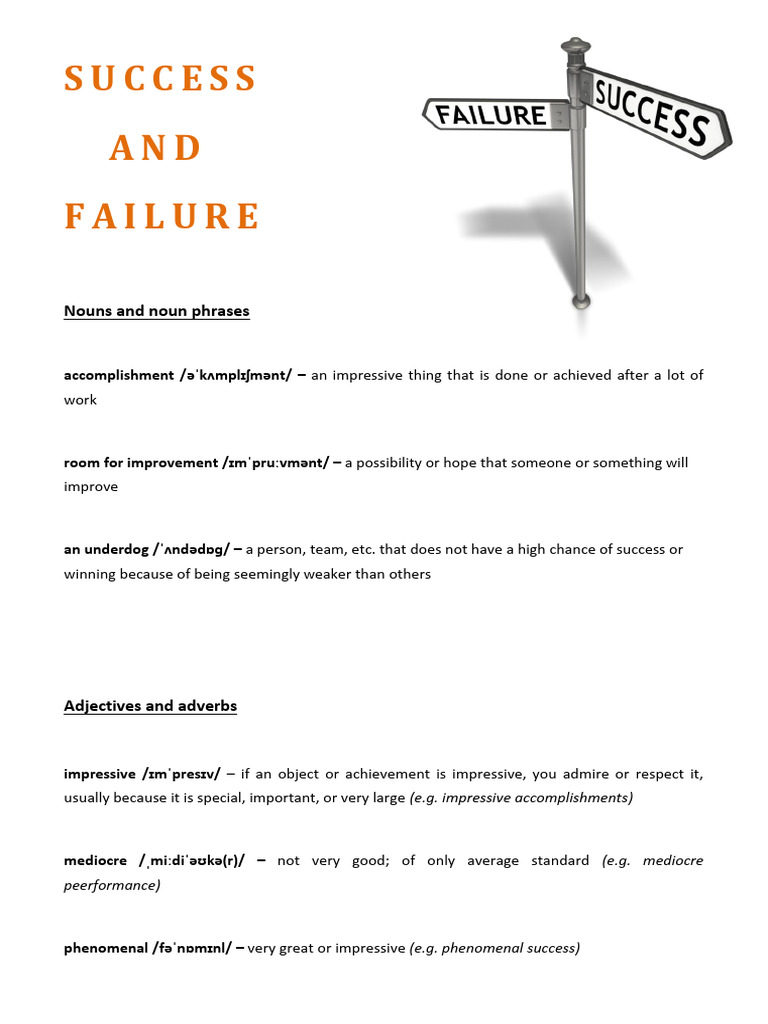 Vocabulary for Success and Failure | PDF