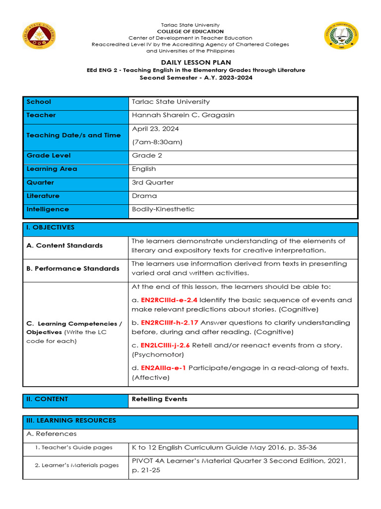 LP-Format-1-1 | PDF | Learning | Teachers