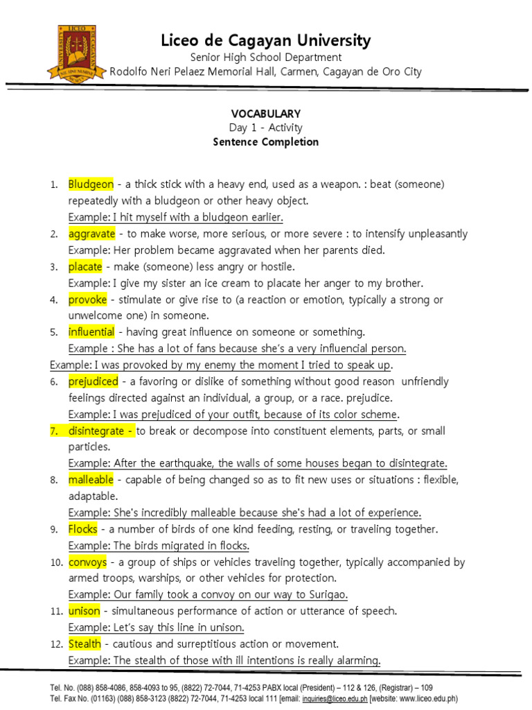 Vocabulary-Day-1 (1) | Download Free PDF | Prejudices