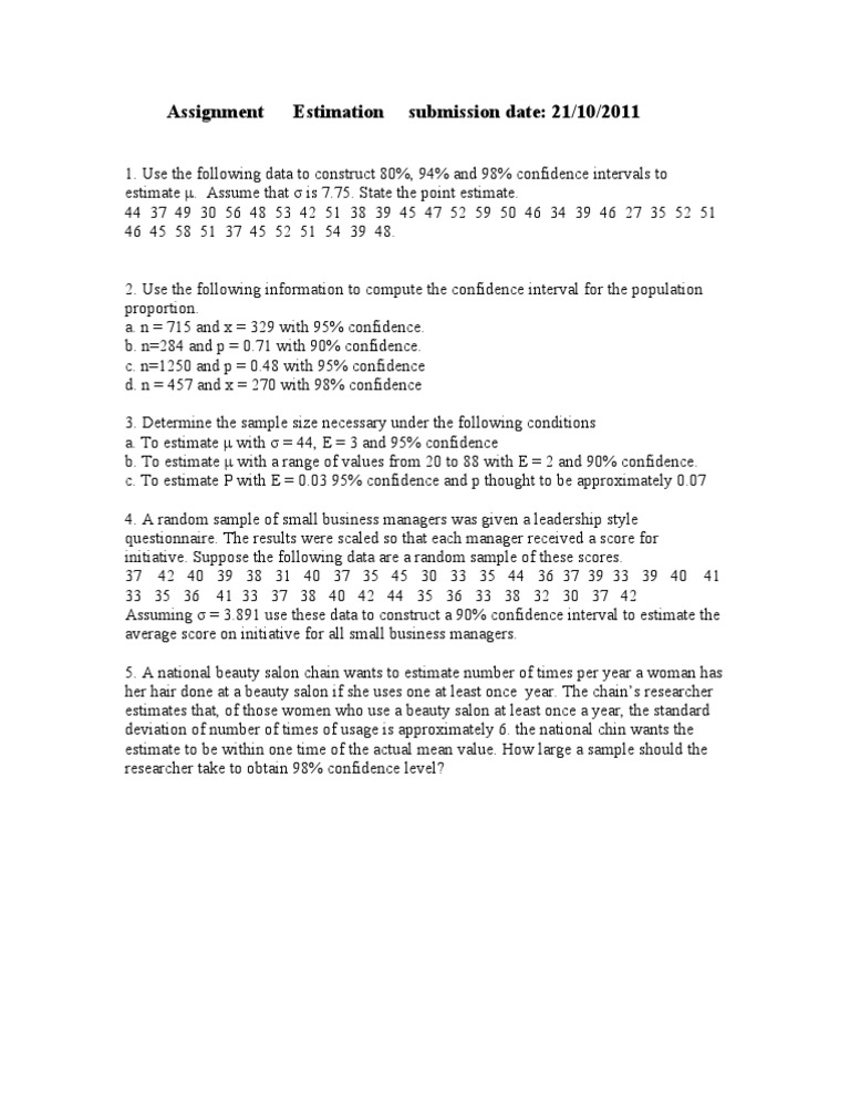 Assignment Estimation | PDF | Business