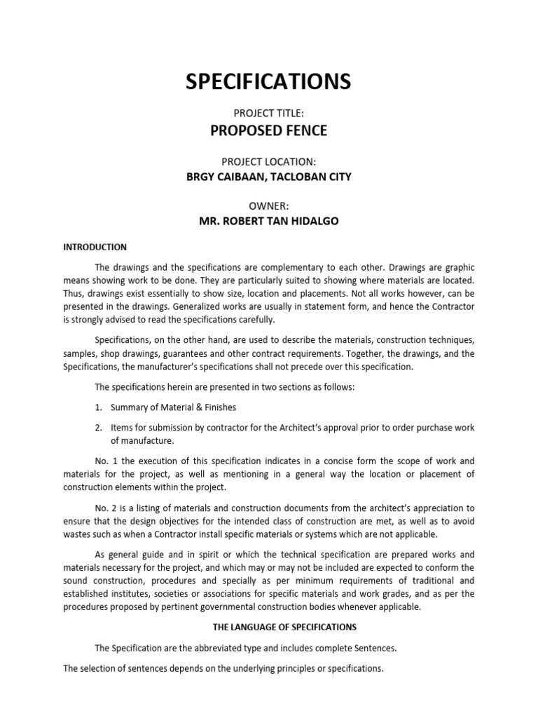 Fence Specs | PDF | Concrete | Specification (Technical Standard)