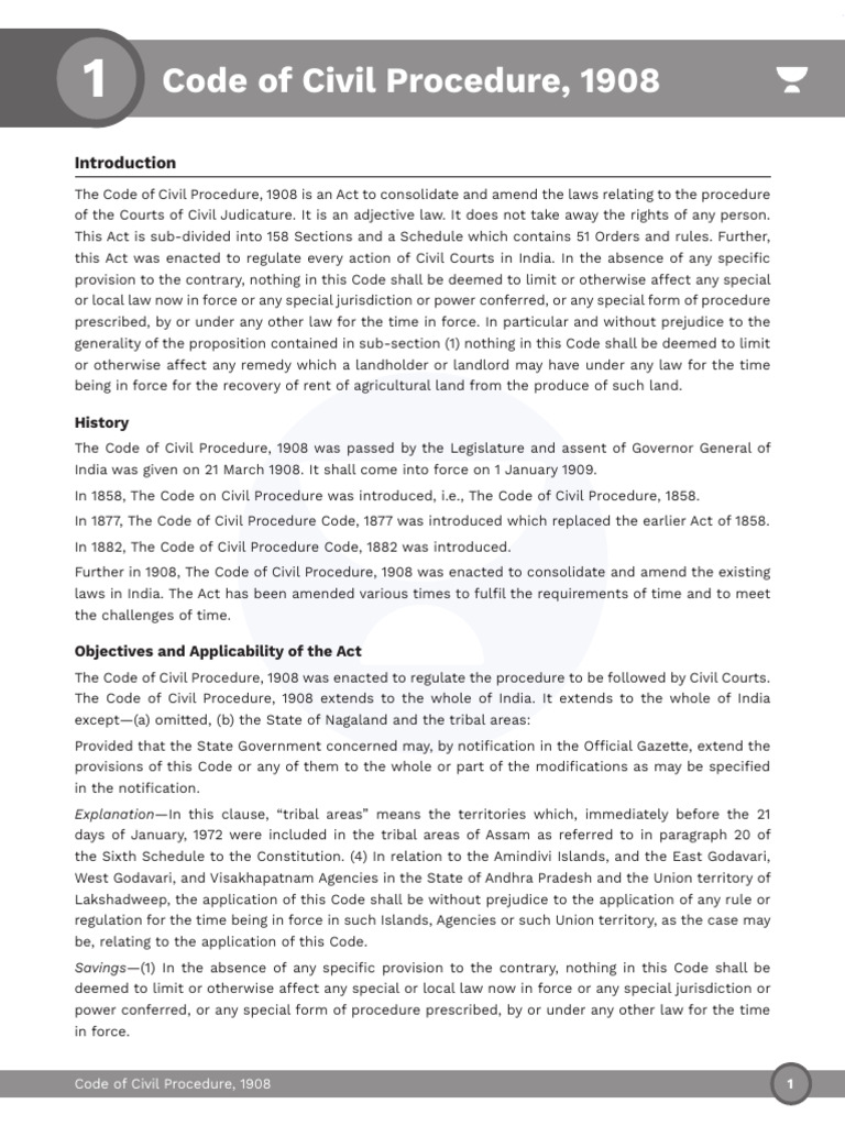 Code of Civil Procedure, 1908: History | PDF | Lawsuit | Appeal