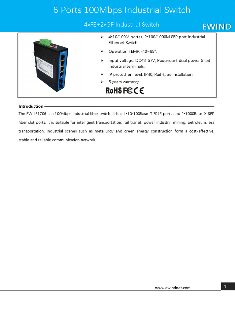 CH - EW-IS1706 Datasheet-V1.5 | PDF | Network Protocols | Internet Protocols