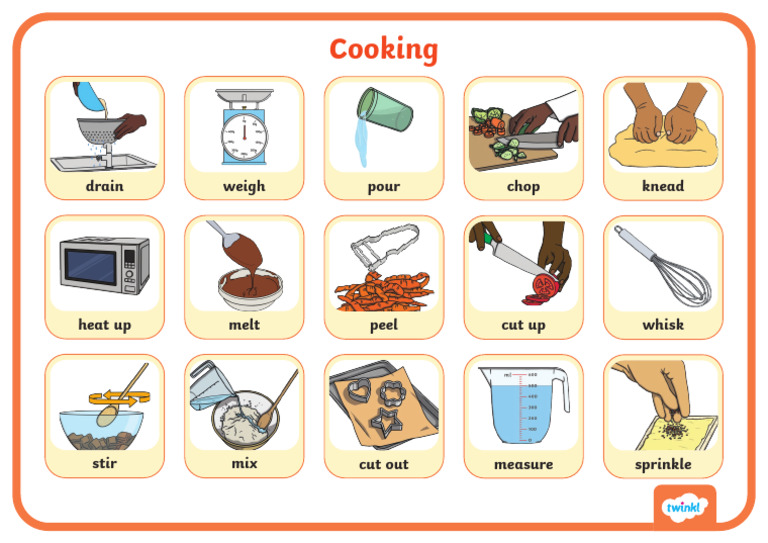 Cooking Verbs Word Mat - Ver - 1 | PDF | Cooking, Food & Wine
