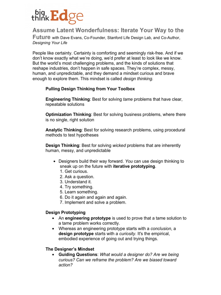 Iterate Your Way To The Future | PDF | Design Thinking | Thought Iterate Your Way To The Future | PDF | Design Thinking | Thought