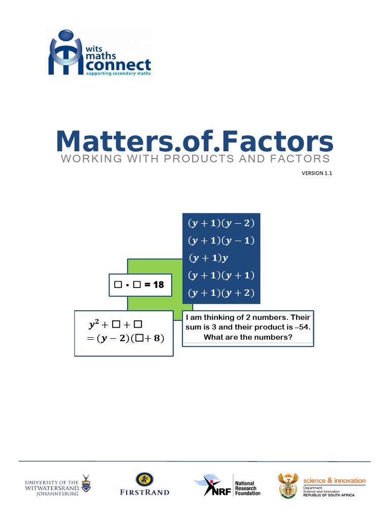 Products and Factors v1.1 Final | PDF | Factorization | Worksheet