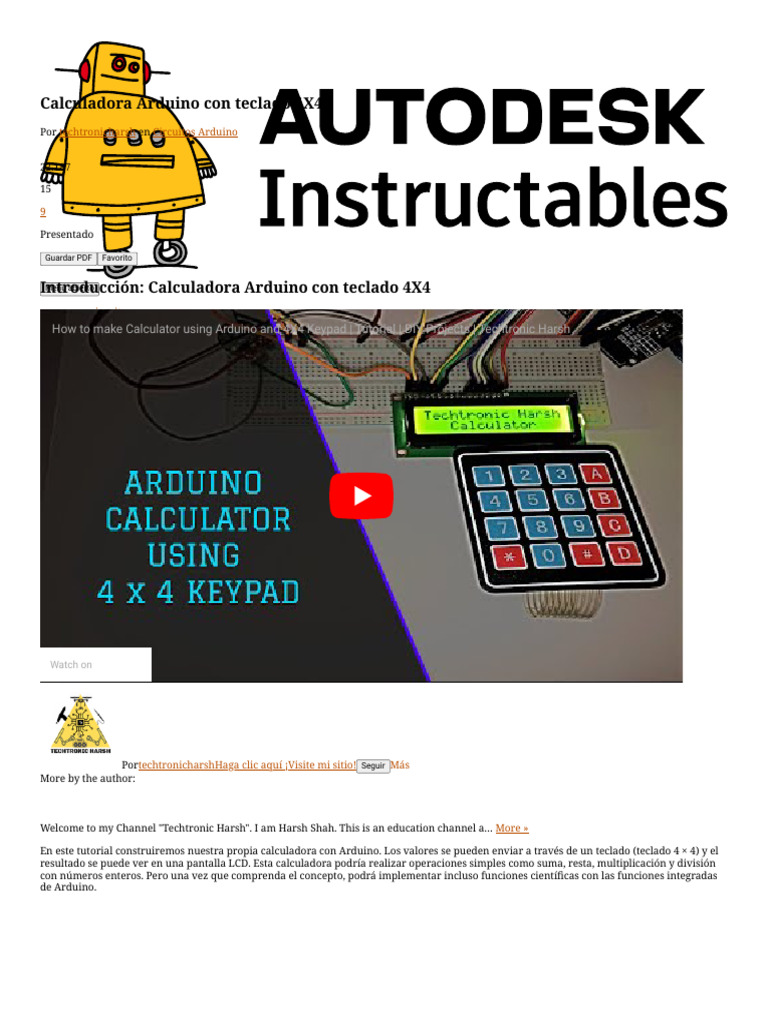 Calculadora Arduino Con Teclado 4X4 - 4 Pasos (Con Imágenes) - Instructables | PDF | Arduino ...