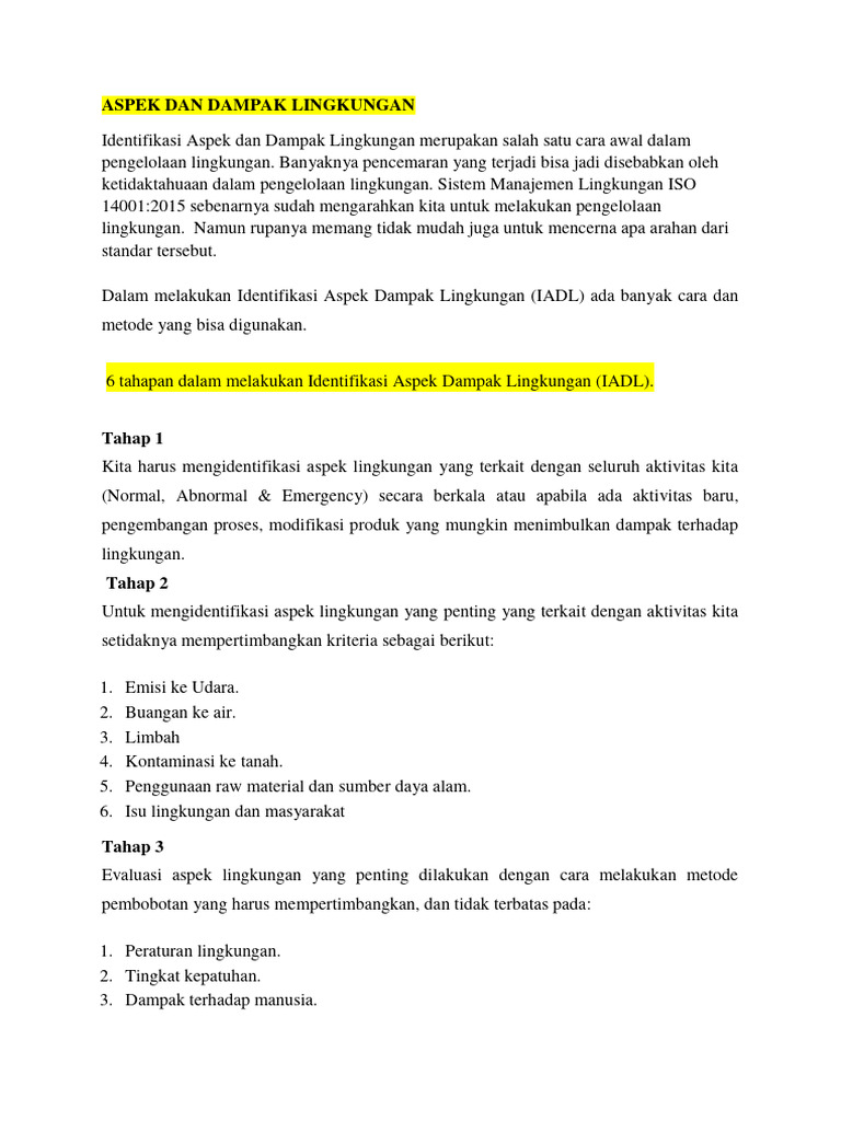 Aspek Dan Dampak Lingkungan | PDF