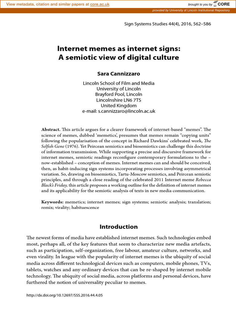Memes As Internet Signes | PDF | Meme | Information