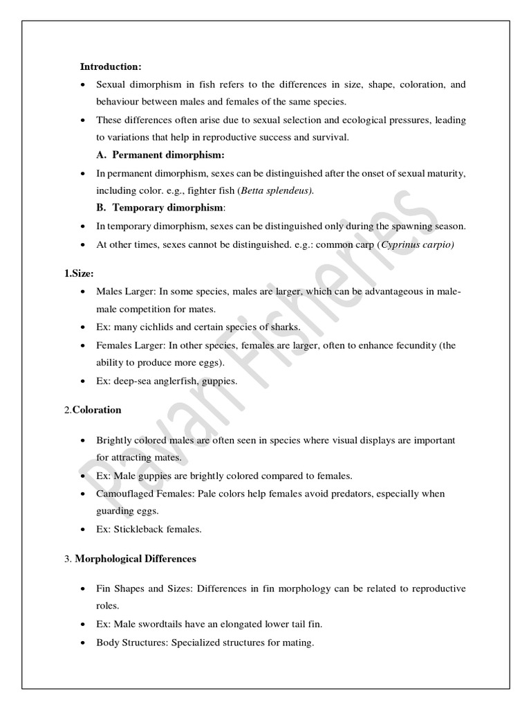 Sex dimorphism | PDF | Sexual Dimorphism | Spawn (Biology)