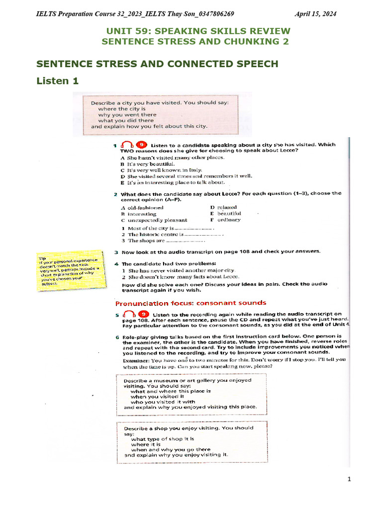 U59_Speaking_Part 2_Sharpening your speaking skills_ss-1 | PDF | Photograph | Science