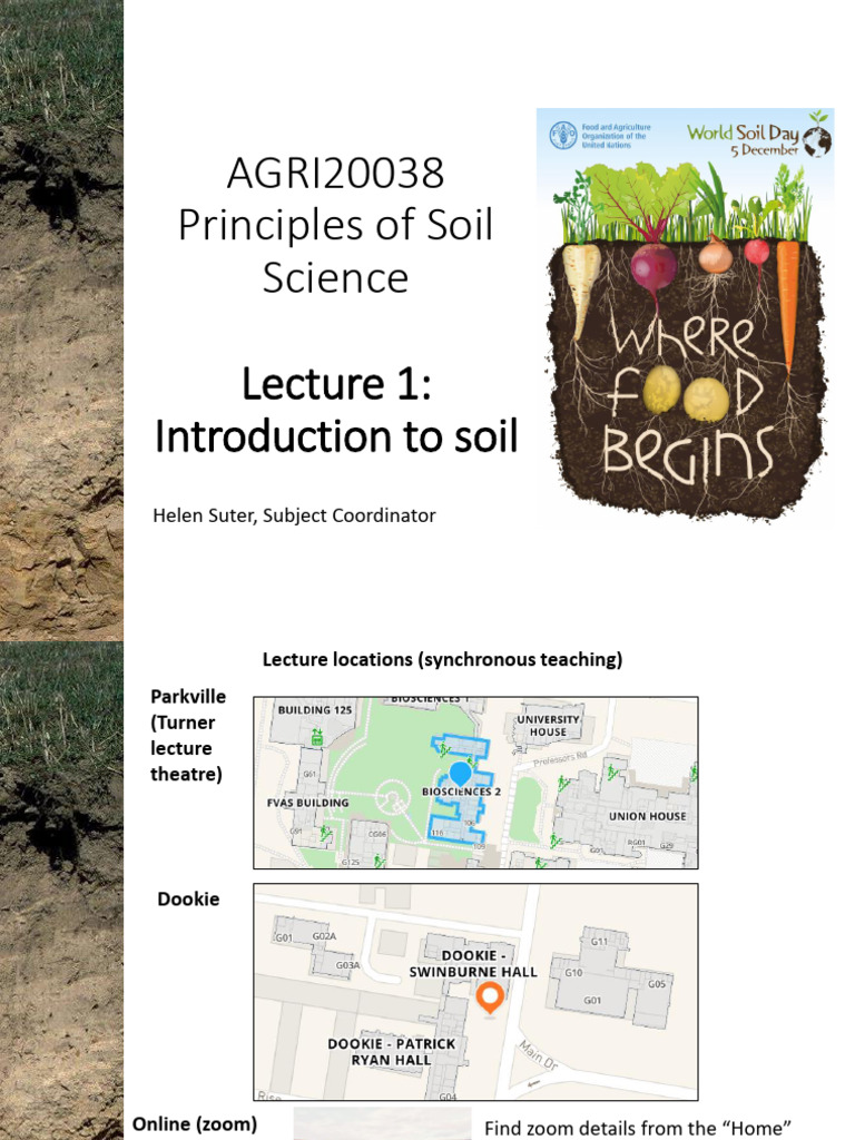 AGRI20038 Principles of Soil Science Lecture 1 and 2 | PDF | Soil | Ecosystem