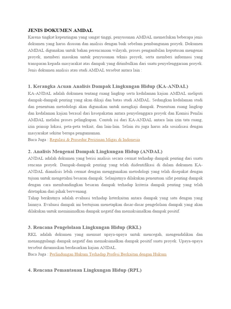 Jenis Dokumen Amdal | PDF