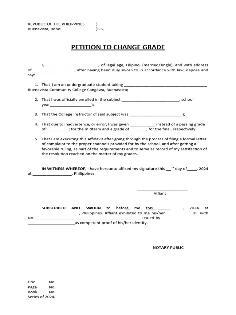 Petition To Change Grade Notarized | PDF | Social Science | Law