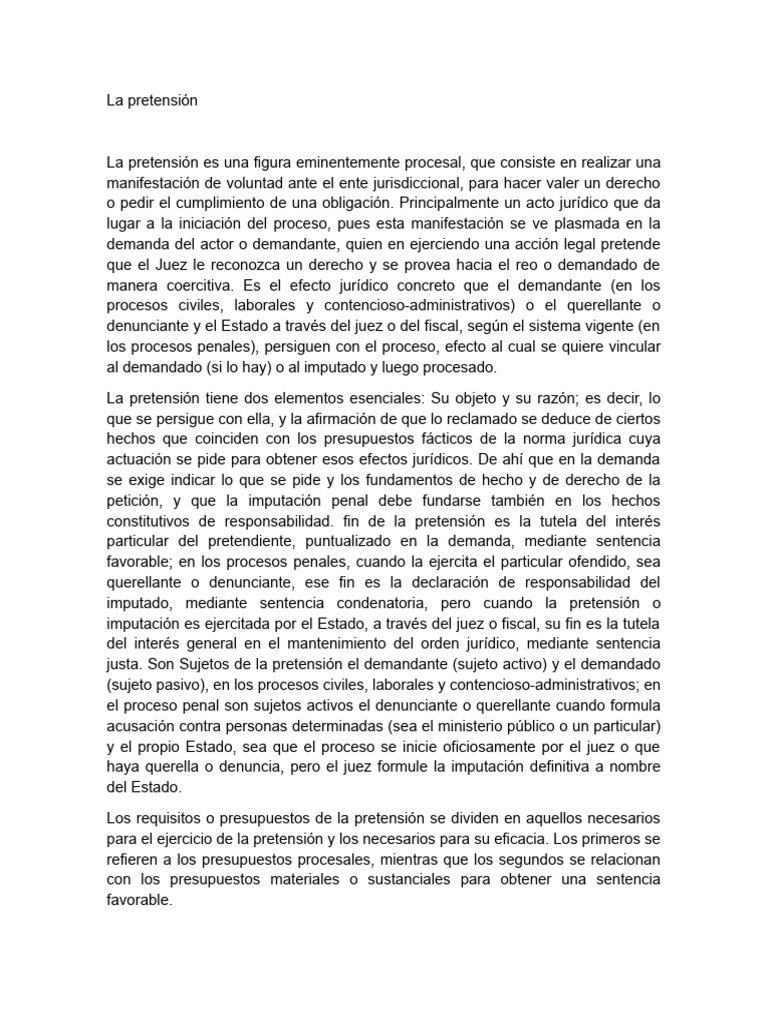 Pretension Procesal | PDF | Demanda judicial | Ley procesal