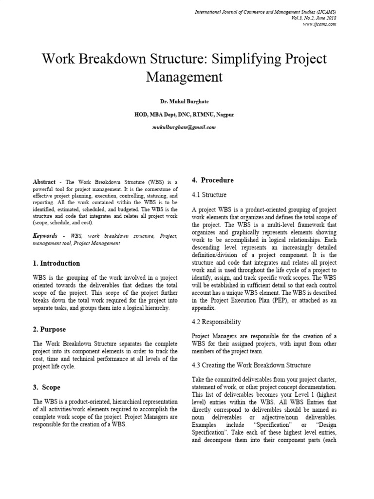 Work Breakdown Structure Simplifying Pro | PDF | Art | Computers