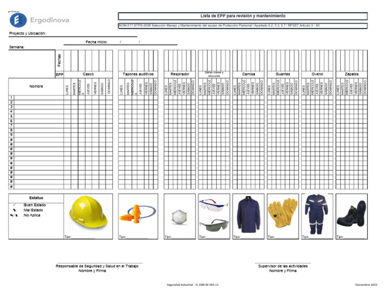 Lista de EPP para Revisión y Mantenimiento | PDF