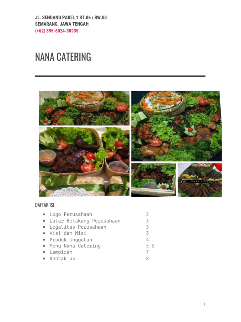 Profil dan Menu Nana Catering | PDF