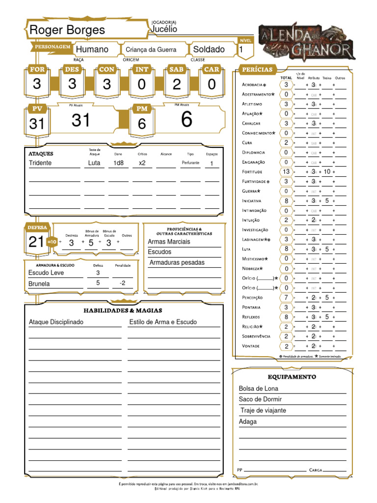 Roger Borges Ficha Exemplo | PDF